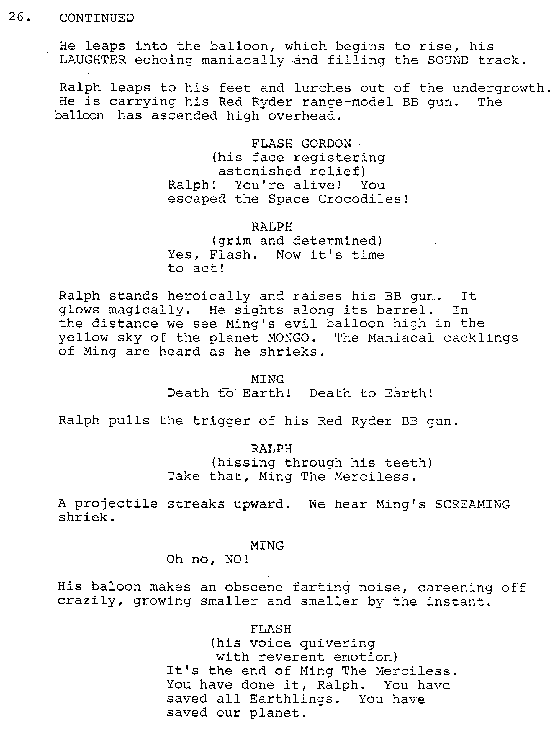 The deleted scene from A Christmas Story has Ralphie and Flash Gordon