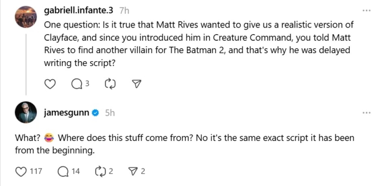 James Gunn Clears Up Batman 2 Rumor and Shares Casting Details